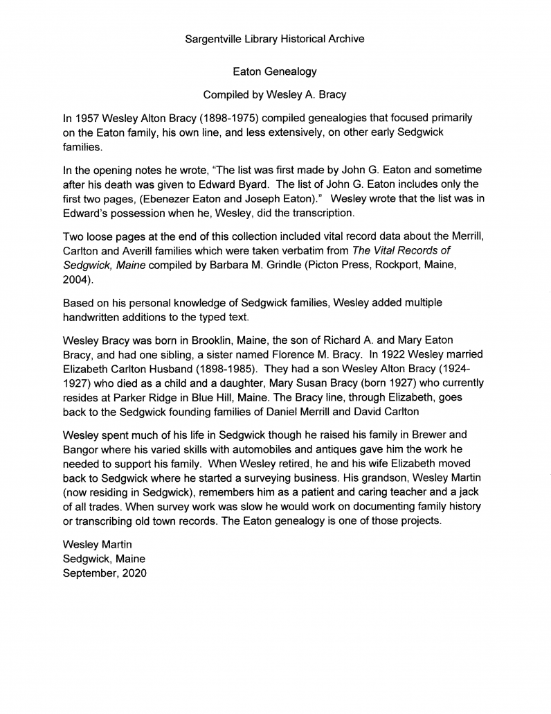 Eaton Family and Other Genealogies by Wesley A. Bracy (GEN.18 ...