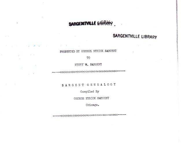 Sargent Genealogy by George Myrick Sargent (GEN.13) | Sargentville ...